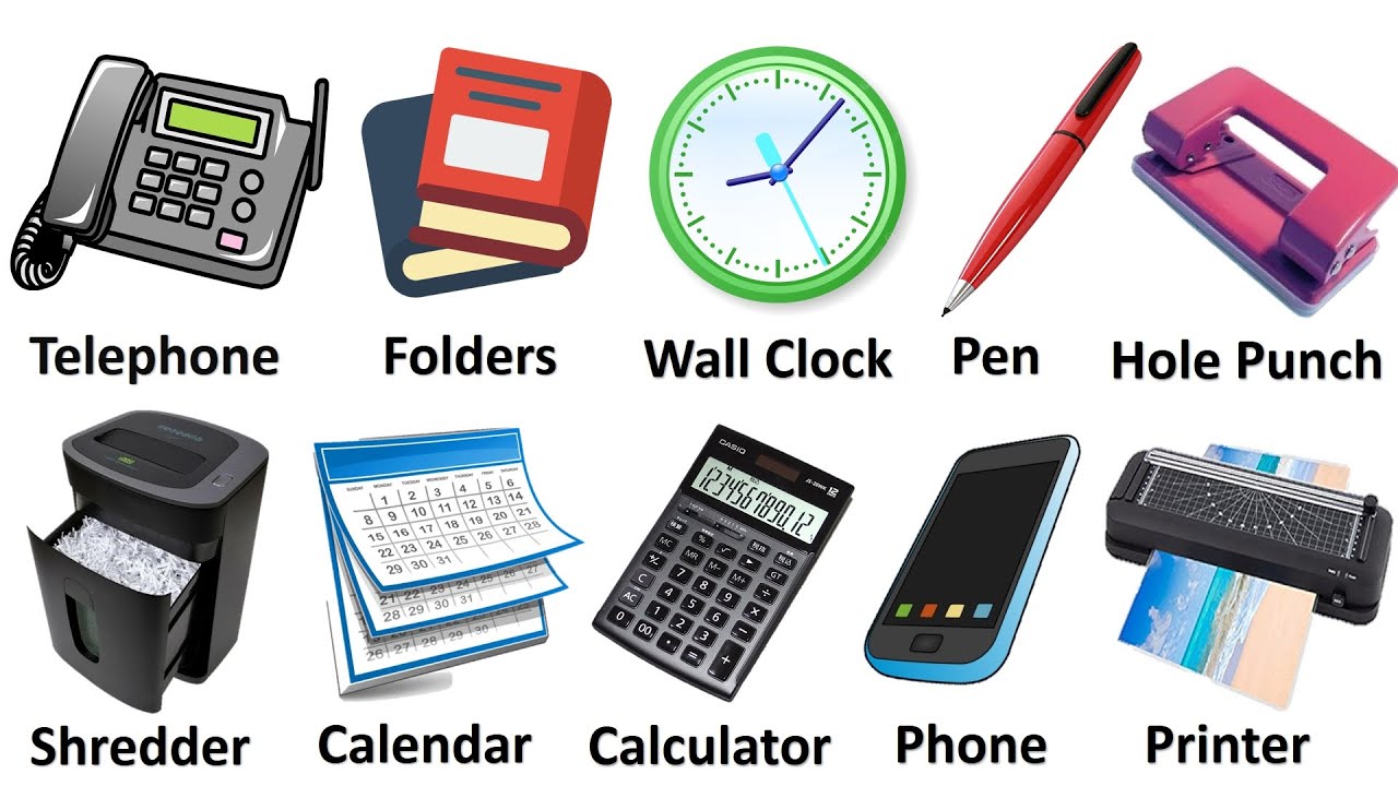 Office & Desk Object Name Vocabulary || Common Action word In English ...