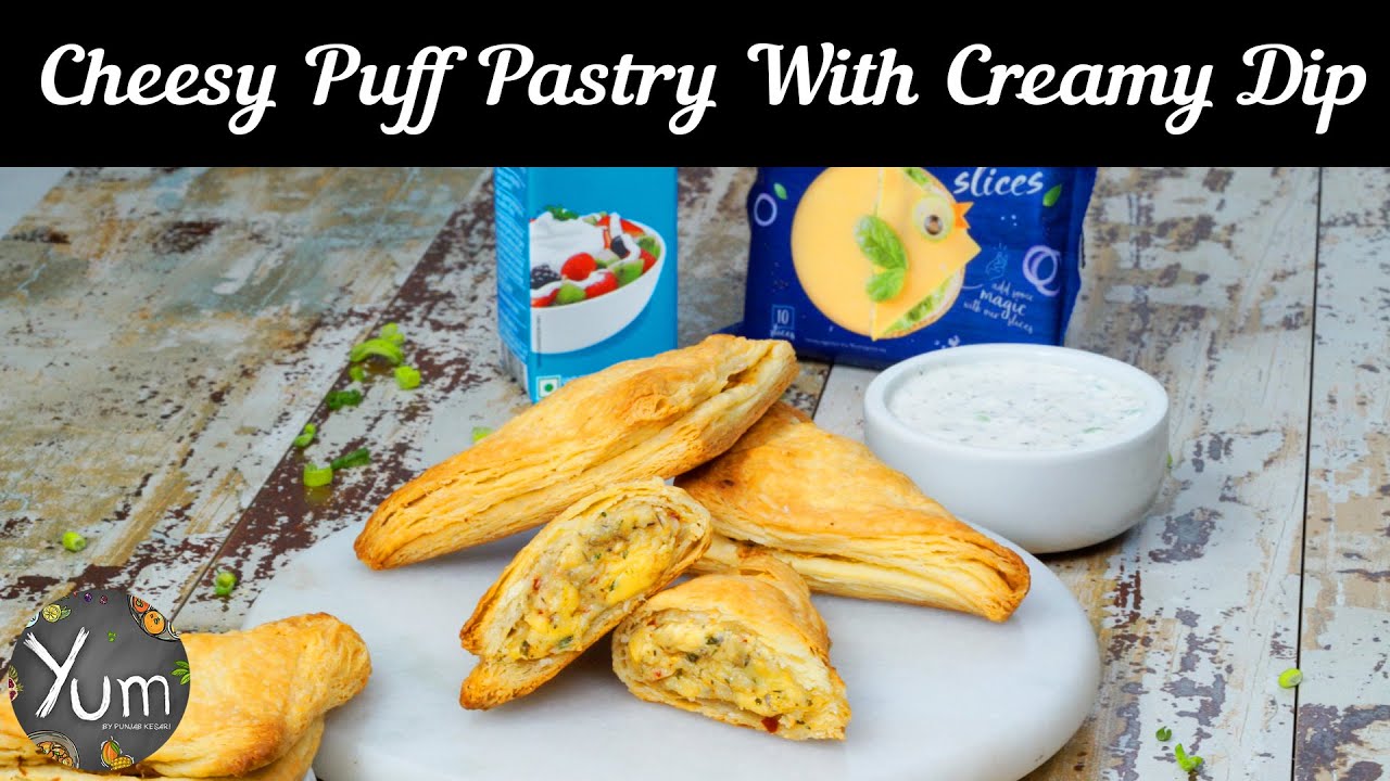 Cheesy Puff Pastry With Creamy Dip - YouTube