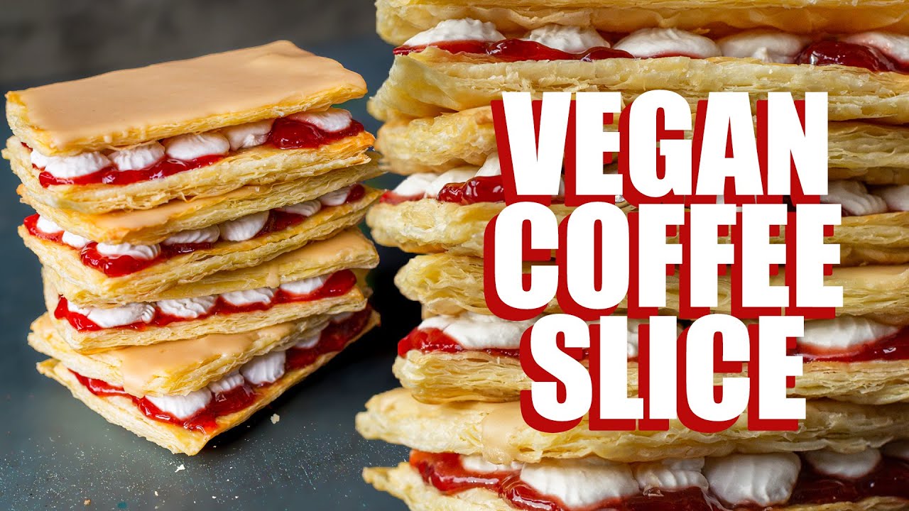 VEGAN COFFEE SLICE RECIPE | CREAM FILLED PASTRY WITH COFFEE GLAZE - YouTube