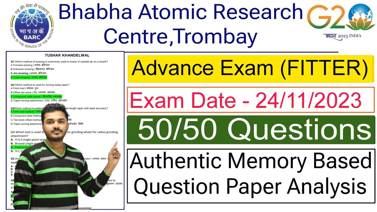 BARC Fitter Advance Exam Question Paper 24/11/2023 | BARC Fitter ...
