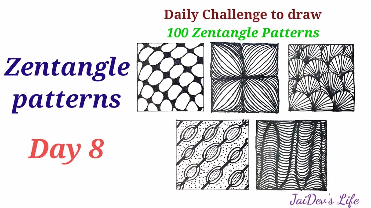Zentangle patterns - Day 8 || 100 zentangle patterns - 5 patterns daily ...