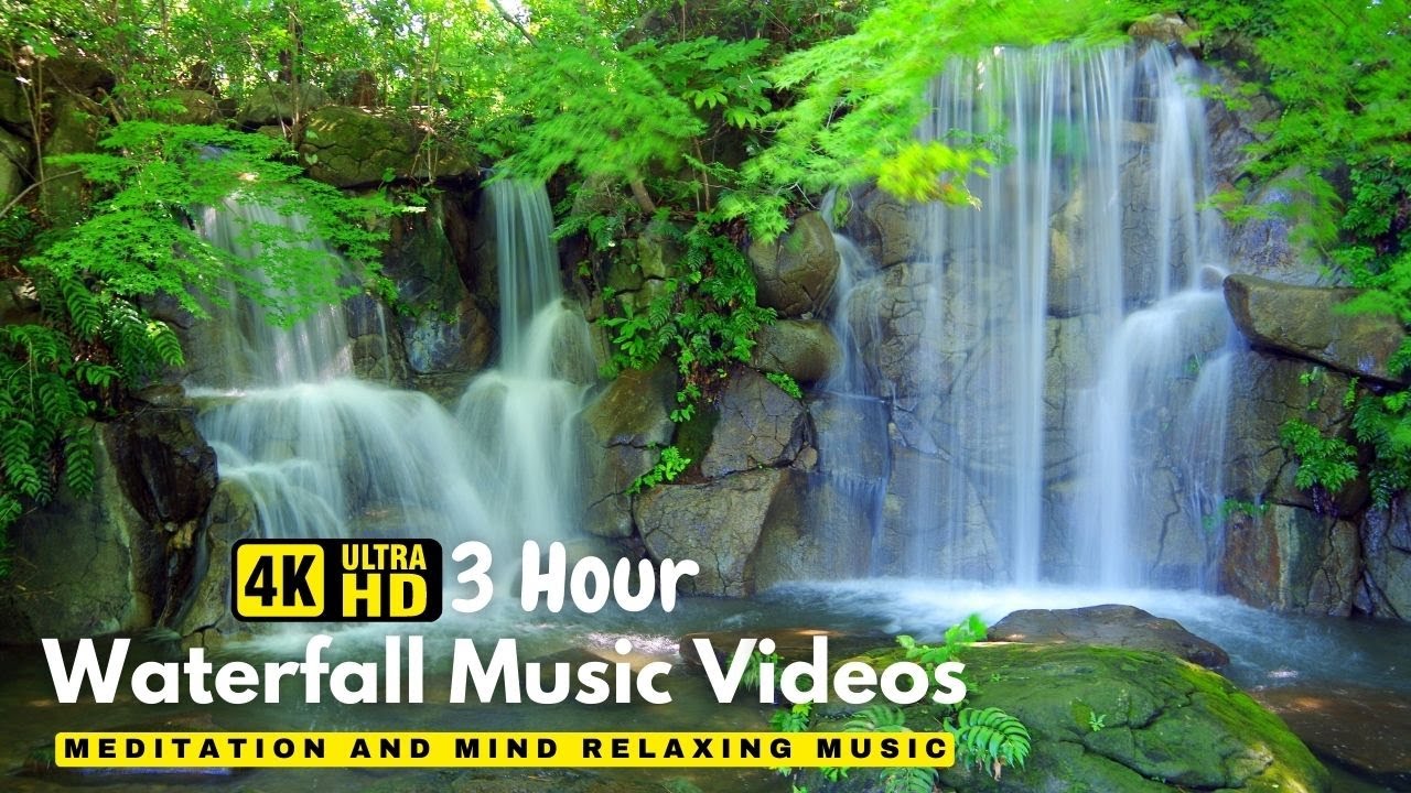 4K Beautiful Waterfall Nature Relaxing Peaceful Music | Meditation ...