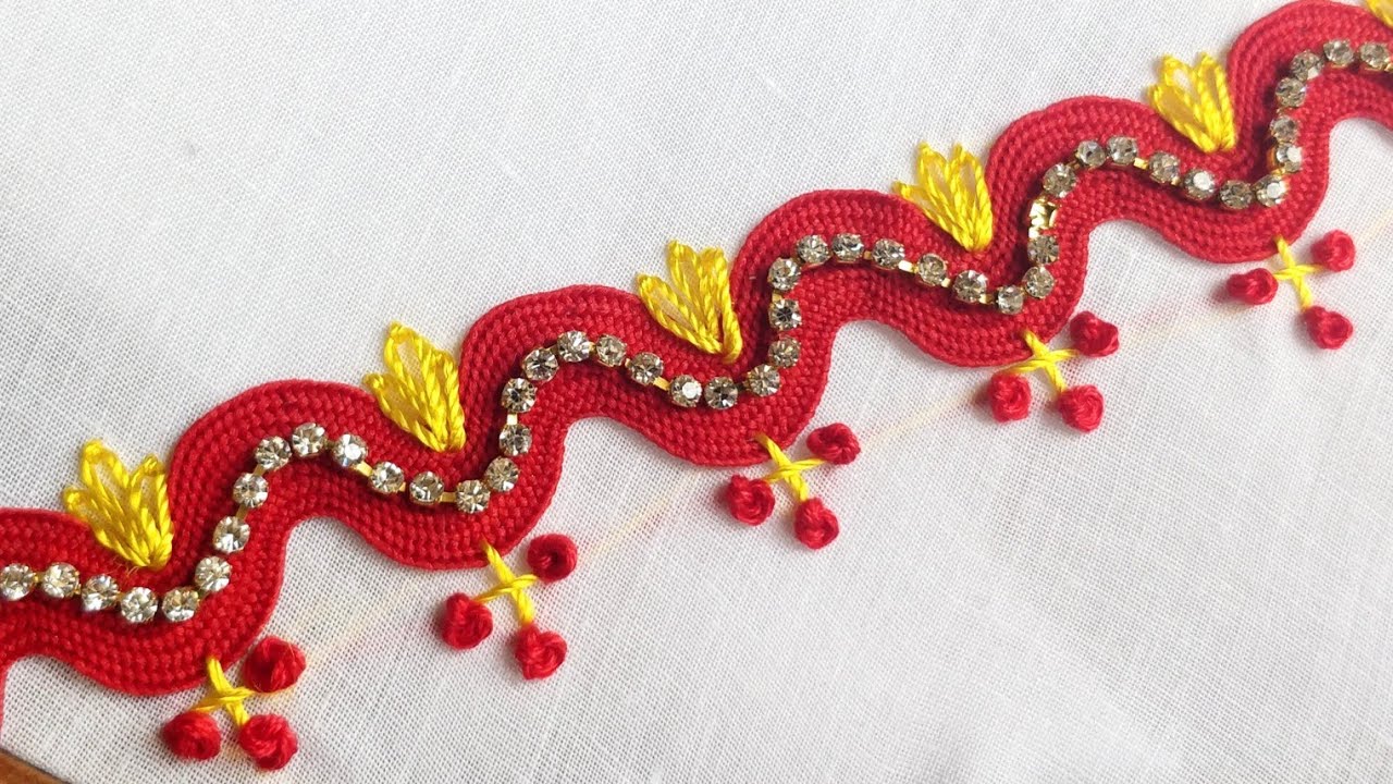 New Ric Rac Lace Border Design (Hand Embroidery Work) - YouTube