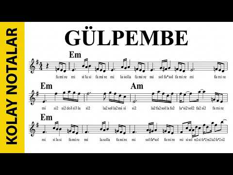 GÜLPEMBE--(Play Along)--Em---:Guitar,Keyboard,Flute,Melodica,Violin,Ukulele,Ney,Recorder.