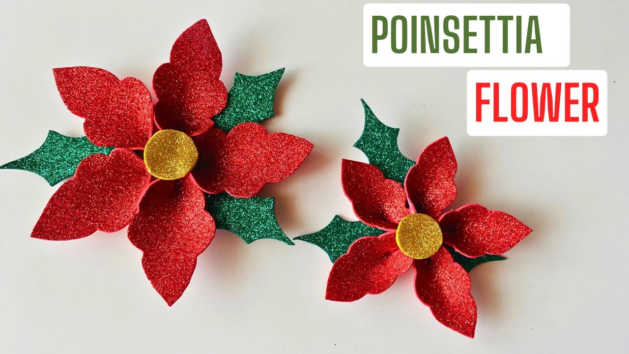 DIY Poinsettia Flower | How to Make Poinsettia Flower | DIY Christmas ...
