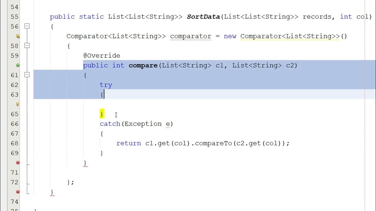 Sorting a 2D String List By Column Using Java - YouTube