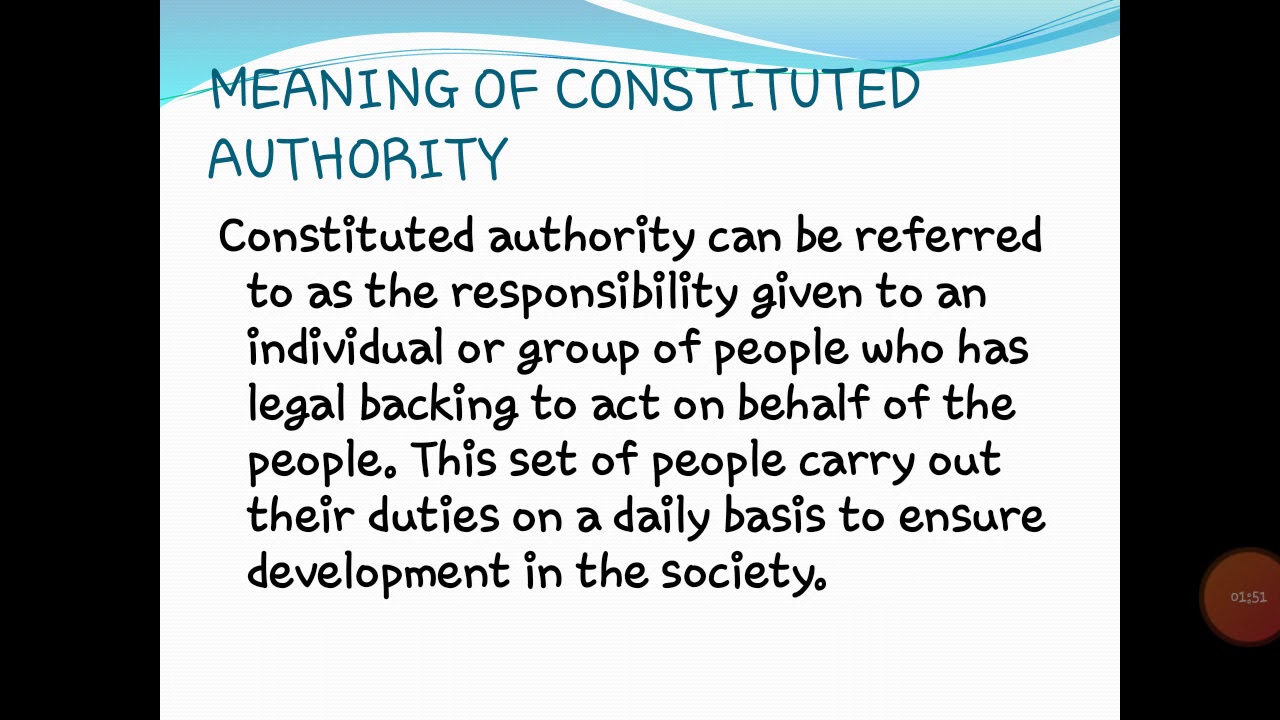 NATIONAL VALUES (CIVIC EDUCATION) Meaning of Constituted Authority ...