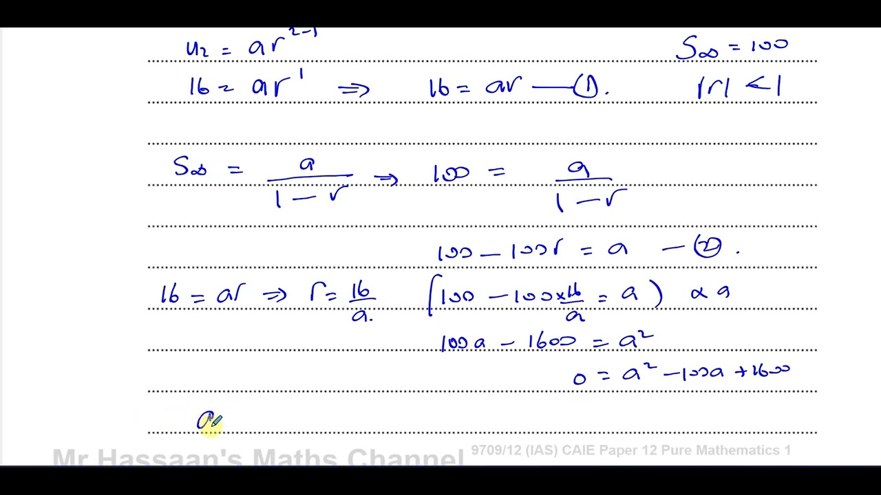 CAIE, 9709/12/M/J/23 P12, June 2023, Paper 12, Q9, Geometric Series, Sum to Infinity, Index laws ...