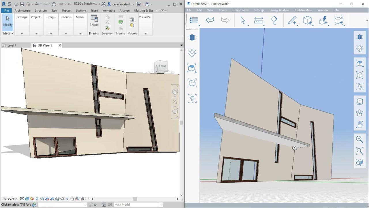 Revit 2022: 3D Sketch and Send to Revit with FormIt Pro - YouTube