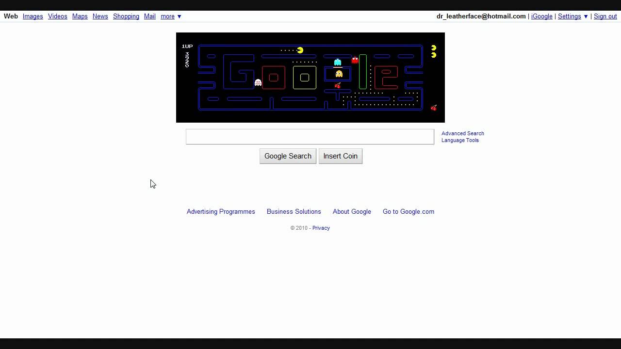 Google Pac-Man - 30th anniversary logo (May 21st 2010) - YouTube