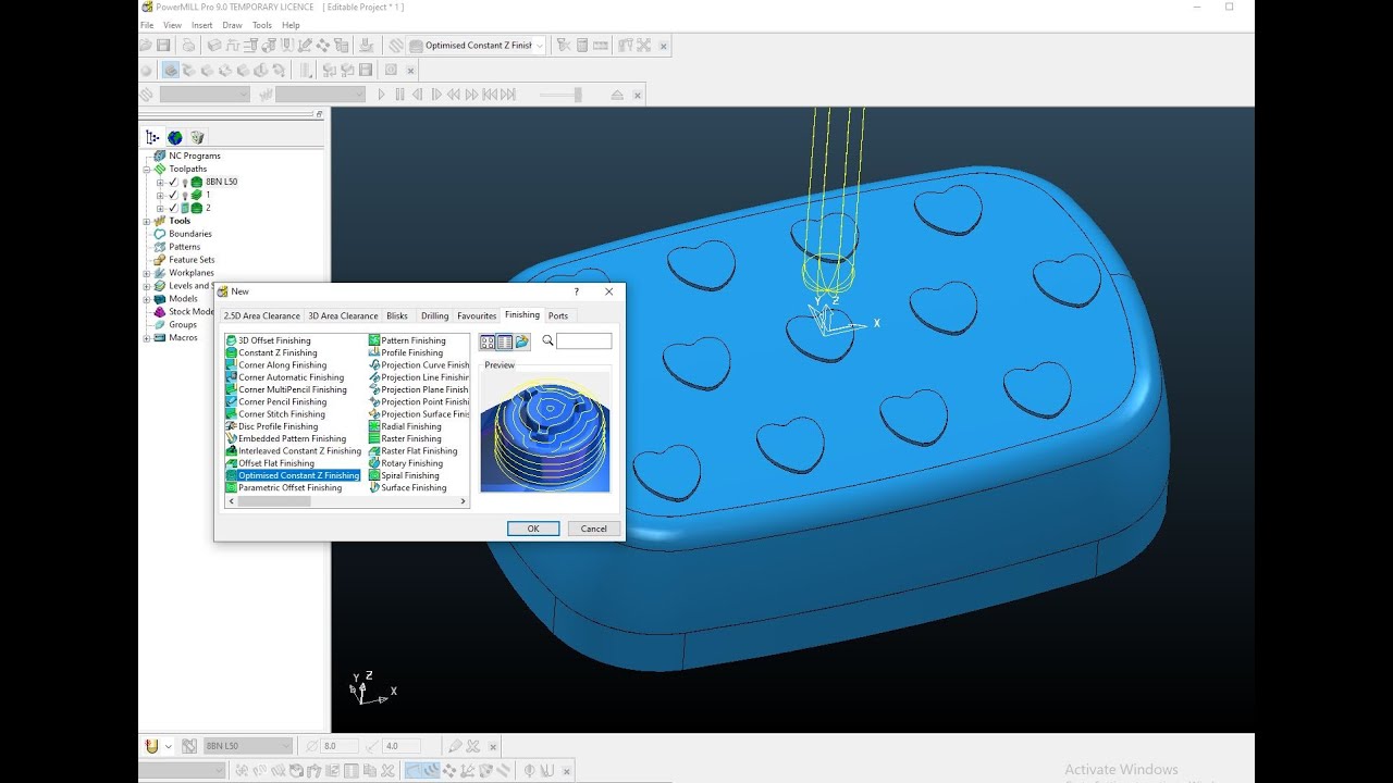 Optimised Constant Z Finishing program in Powermill - YouTube