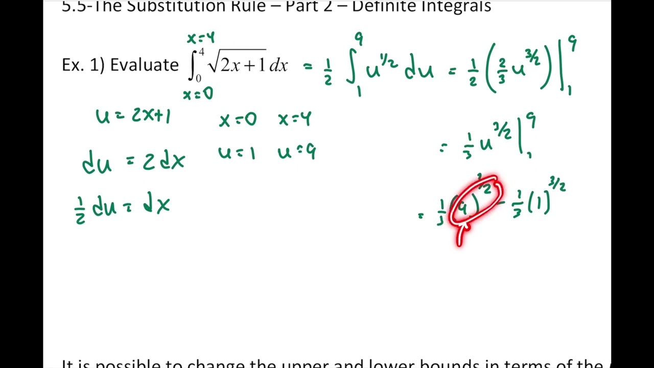 AB 5.5-The Substitution Rule and Definite Integrals - YouTube