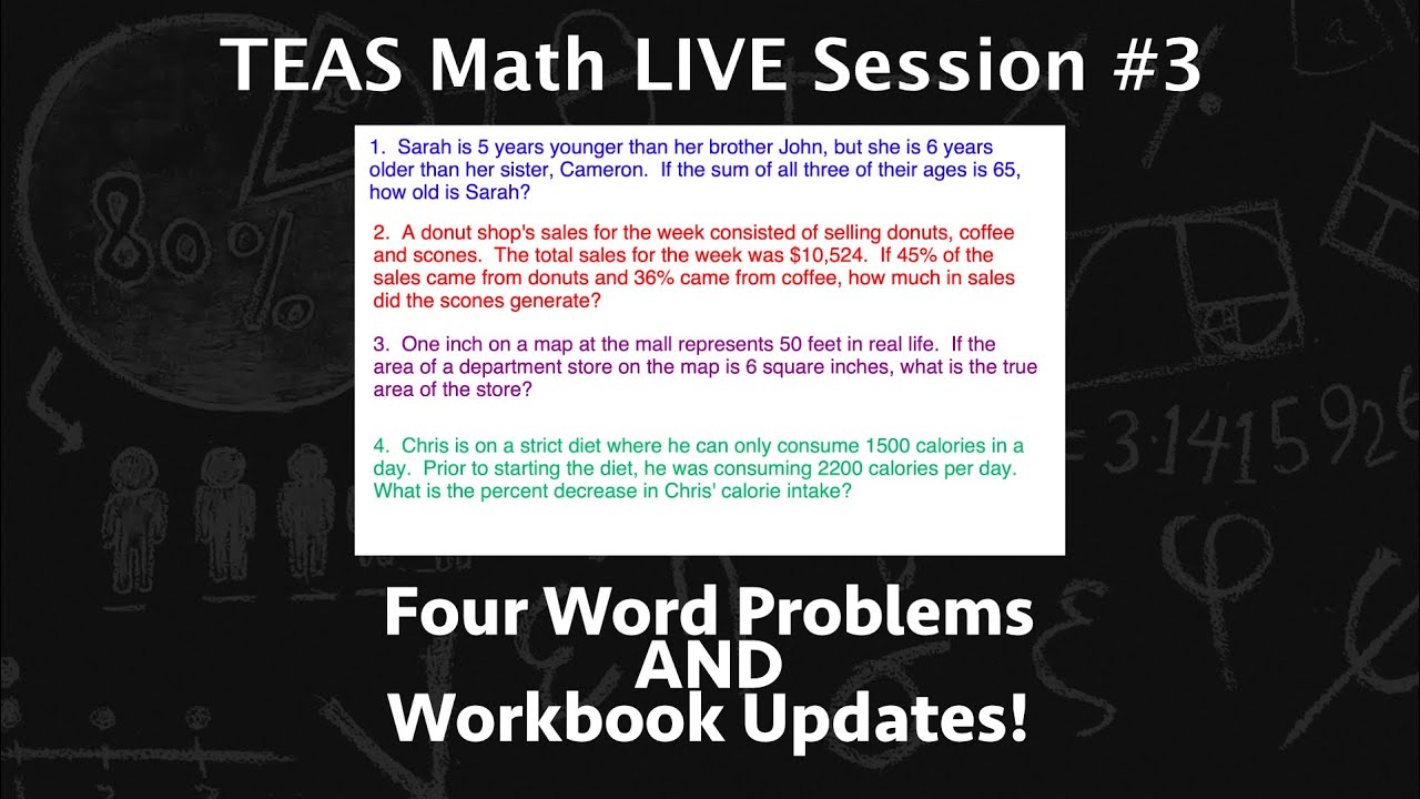 TEAS Math Live Session 3 FOUR Word Problems Involving Algebra teas-math-live-session-3-four-word-problems-involving-algebra