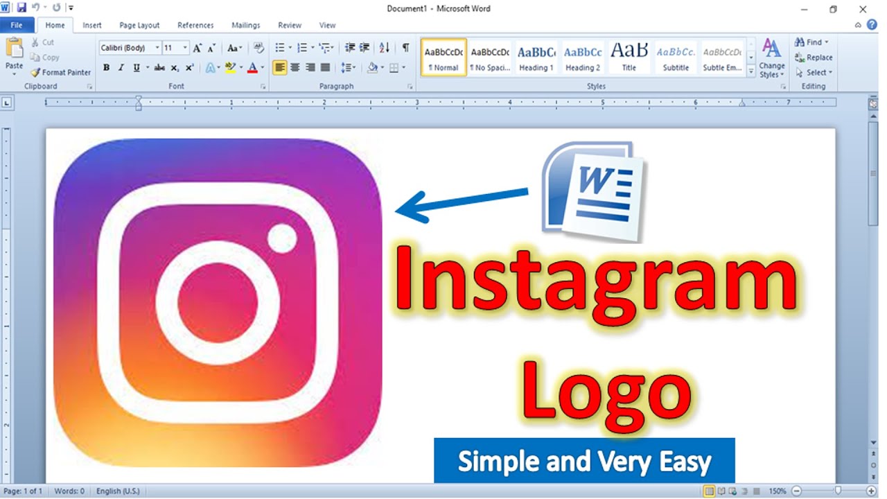 How to Draw Instagram Logo, How to Draw Instagram Logo in MS Word, Draw ...