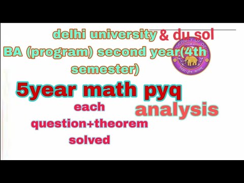 du sol & ba program 4th sem math pyq L-1 all important question analysis &sequence and series ...