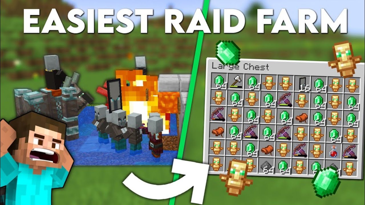 I BUILD A RAID FARM IN MINECRAFT PE - YouTube