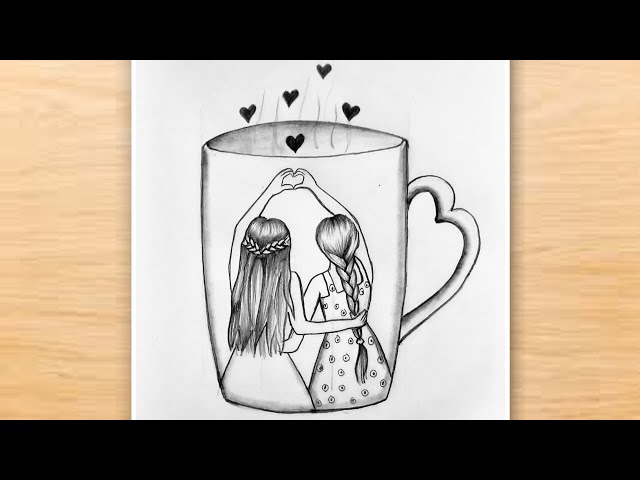 Cute Friendship Drawings In Pencil
