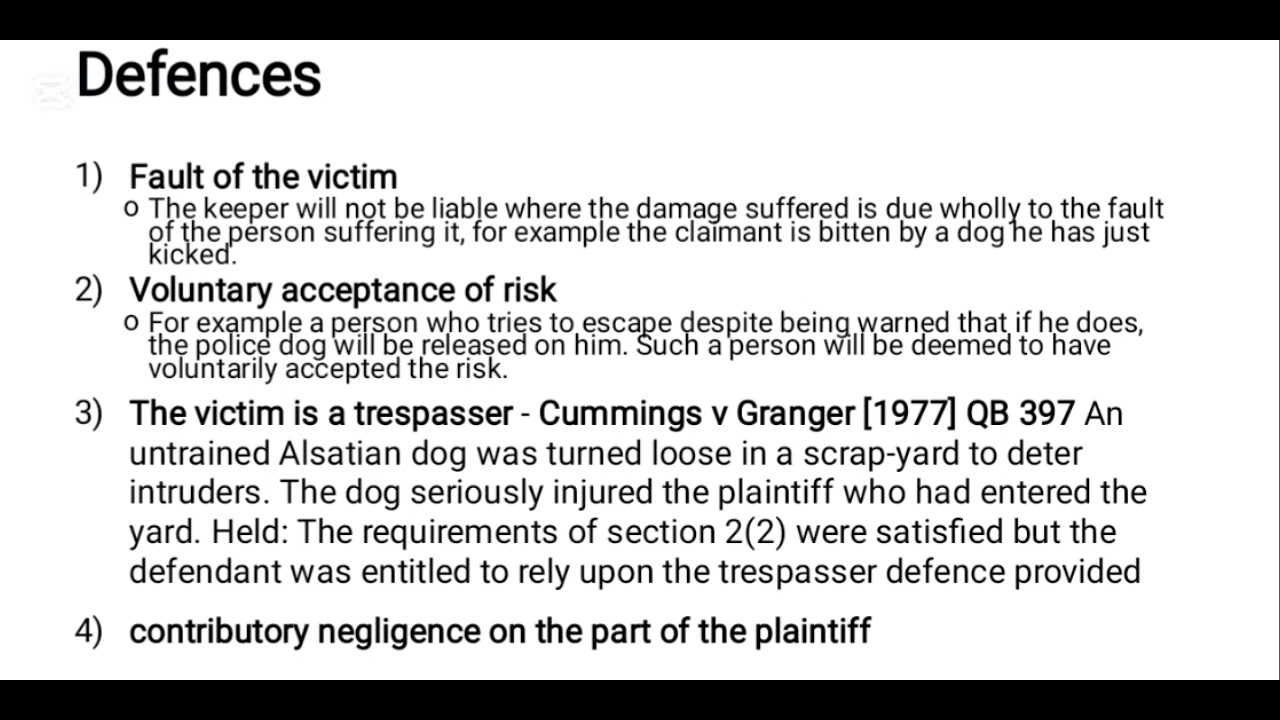 The law of torts unit 11 Liability for animals - YouTube