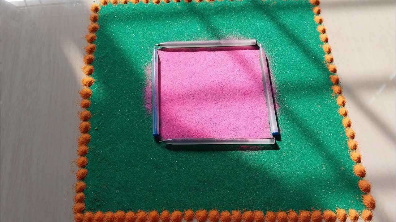 Square Rangoli Design Step By Step / Simple Square Rangoli For ...