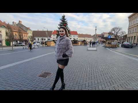 Granate Styling, walking in public, sightseeing Sopron city center, old houses, city walls,miniskirt