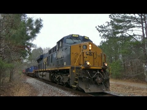 CSX 3002 (GE ES44AC-H) leading F763 on the CWRY (1/12/19) - YouTube