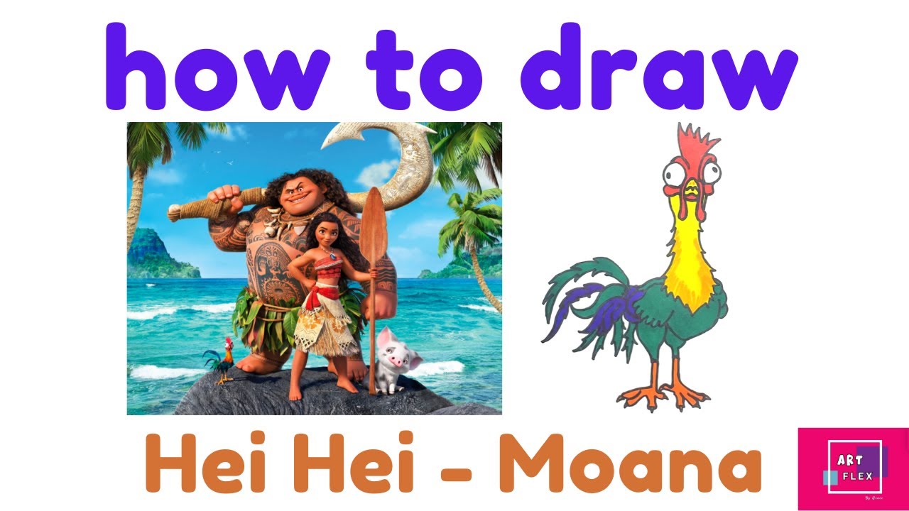 How To Draw Color Hei Hei | Disney's Moana | Step By Step - YouTube
