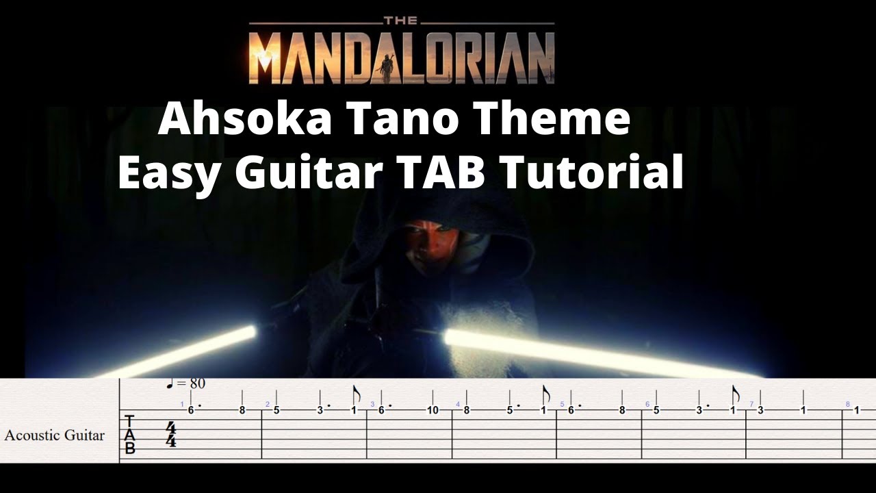 MANDALORIAN AHSOKA TANO THEME - Easy Guitar TAB Tutorial + SHEET MUSIC ...