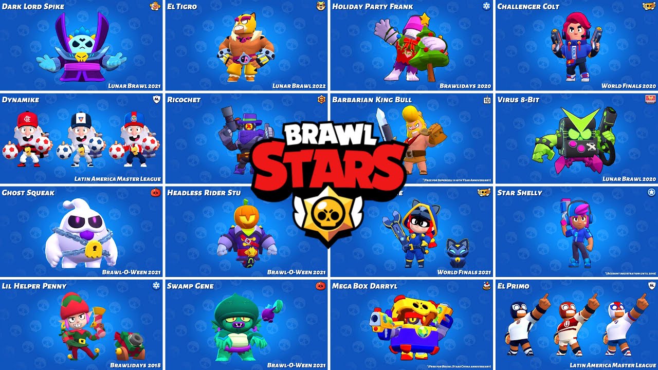 Brawl Stars - 45 LIMITED SKINS ⭐ - YouTube