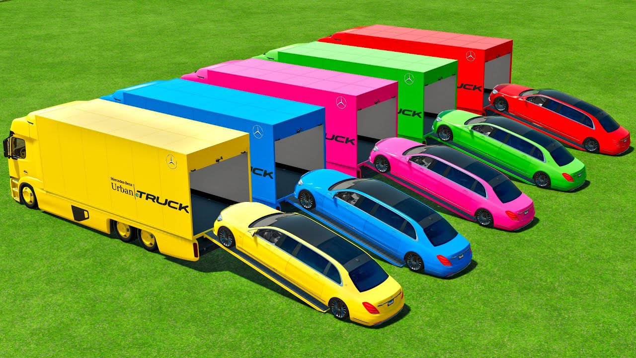 CARS OF COLORS ! TRACTORS AND TRUCKS TRANSPORTING #1317 Farming ...