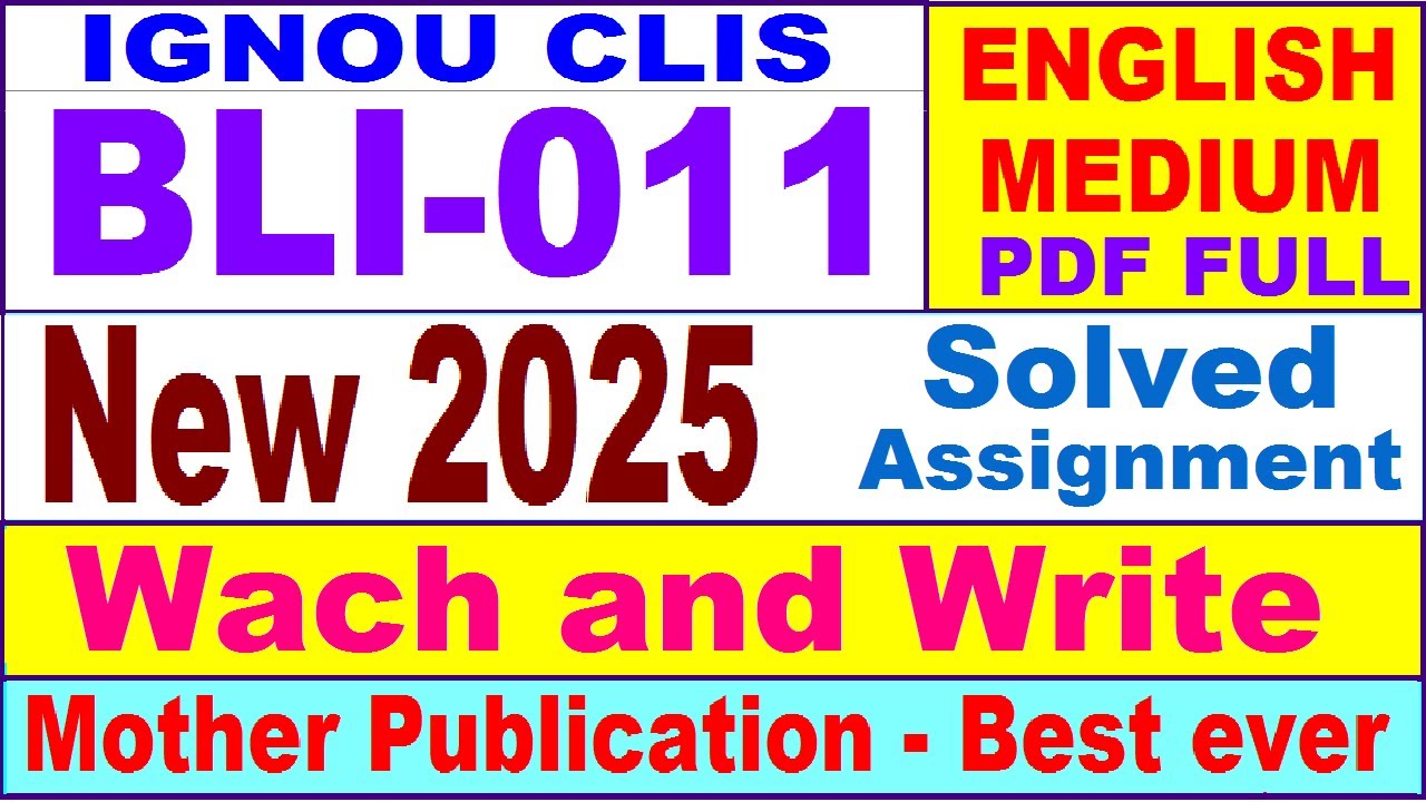 BLI 011 solved assignment 2025 in English || bli 011 solved assignment ...