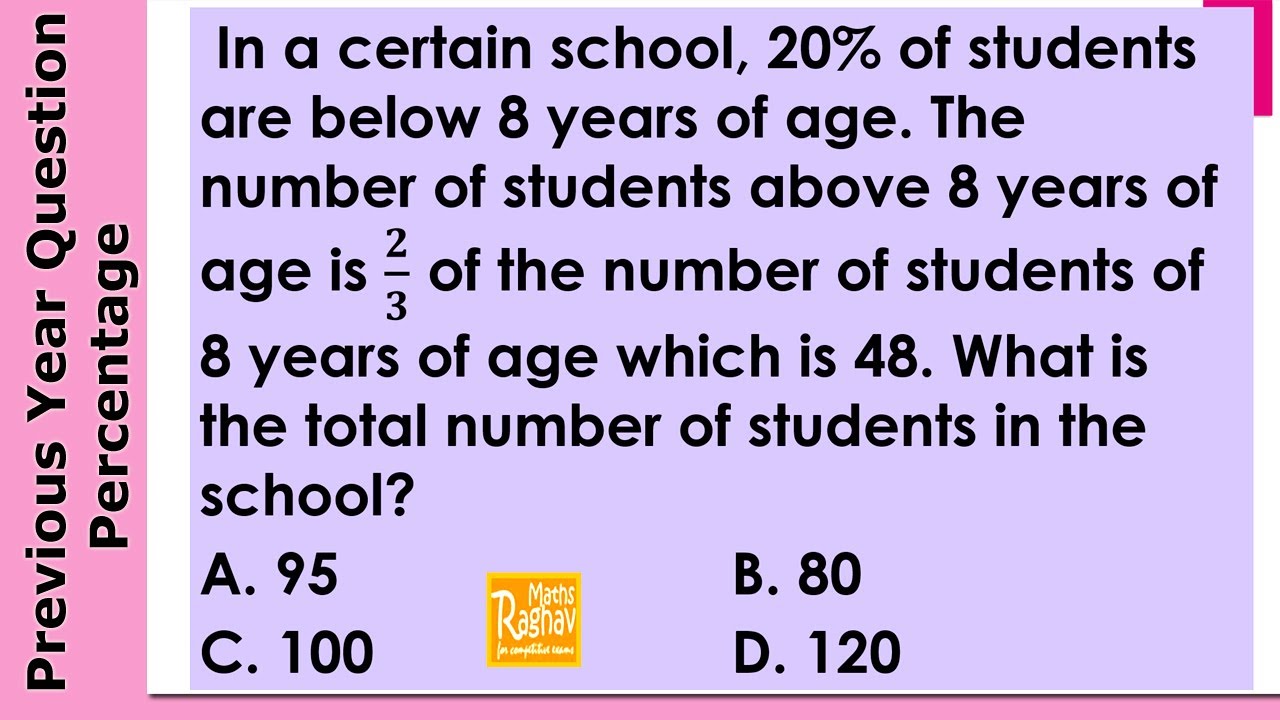 In a certain school 20% of students are below 8 years of age | Previous ...