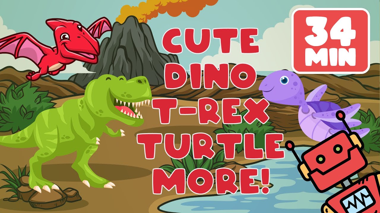 Kids Learning Colors with T-Rex, Brachiosaurus, Turtle, Robots, and ...