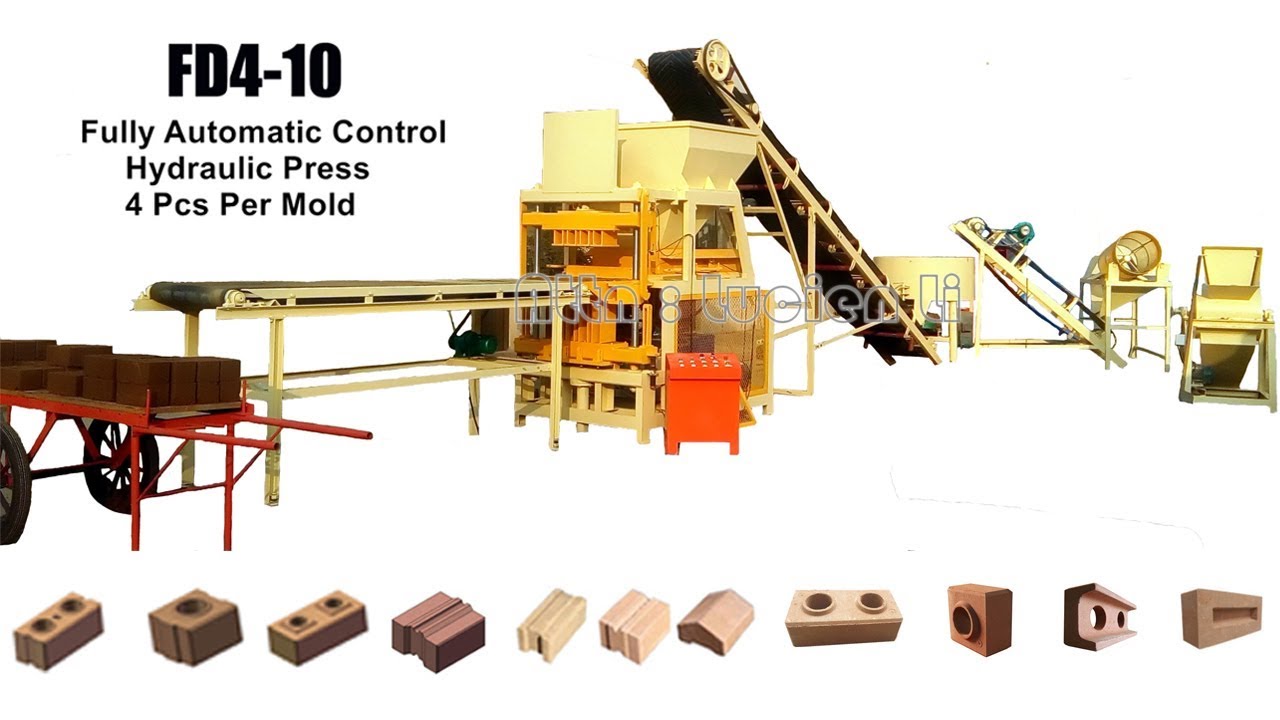 FD4 10 automatic hydraulic mud brick making machine, interlocking block ...