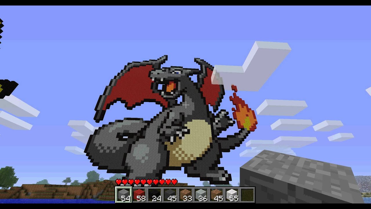 Minecraft Dark charizard pixel art - YouTube