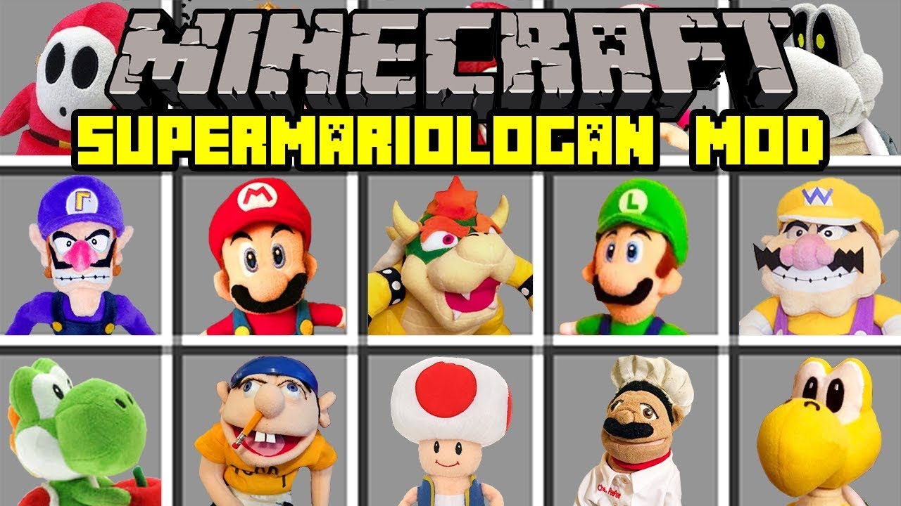 Minecraft SUPERMARIOLOGAN MOD! | SUMMON JEFFY, MARIO, LUIGI, PEACH ...