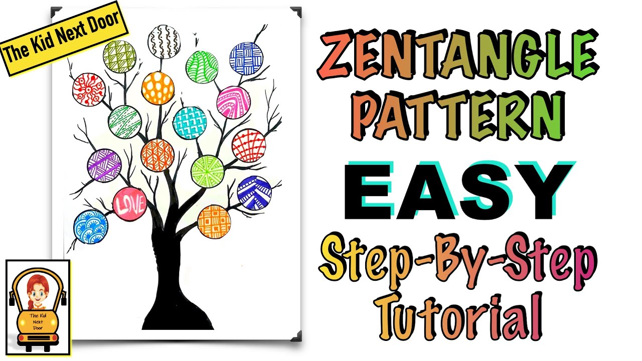 Easy Zentangle Pattern Tree Design | Doodle | Fun Activity for Kids ...