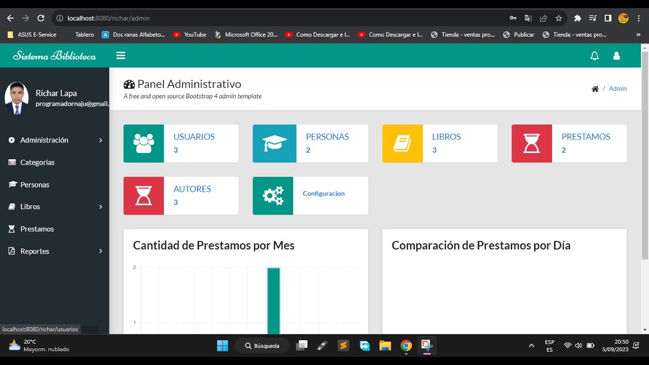 Sistema de biblioteca v2 con PHP y MYSQL con codigo fuente - YouTube