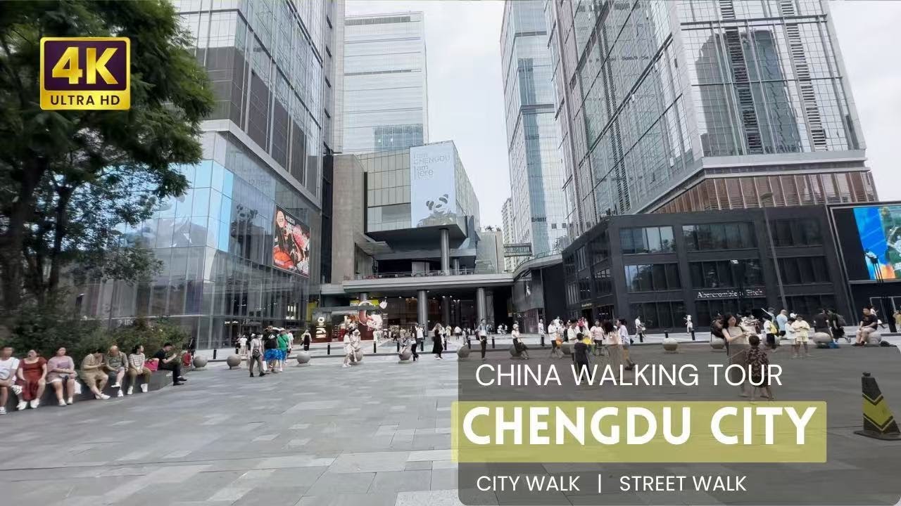Chengdu China Downtown Walking Tour Sichuan | Part 1 | 4K HDR , Pandas ...