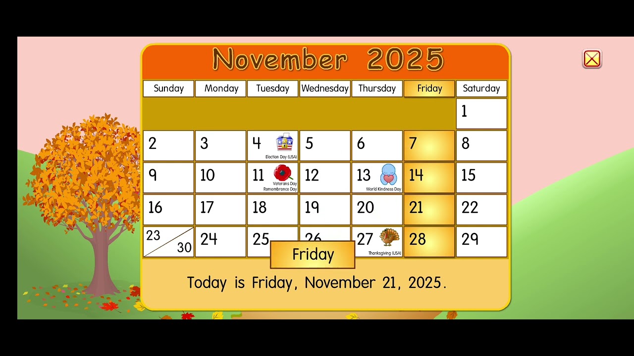 Starfall calendars: November, 21, 2025 - YouTube