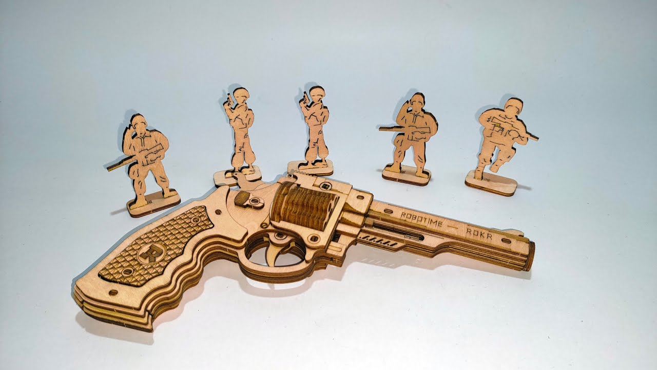 Self Assembling Wooden Revolver - Rokr Corsac M60 - YouTube
