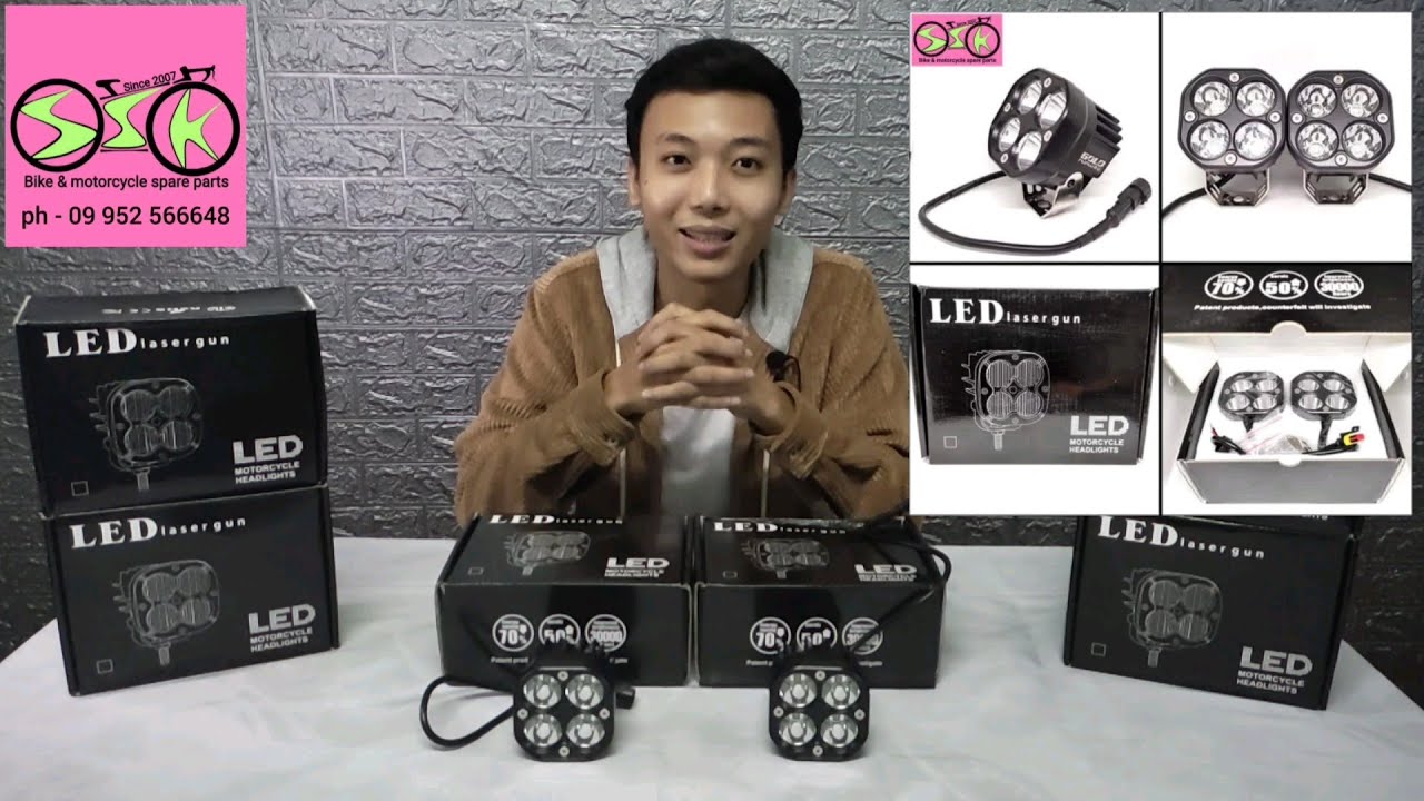 Led laser gun car and motorcycle Headlights review - YouTube
