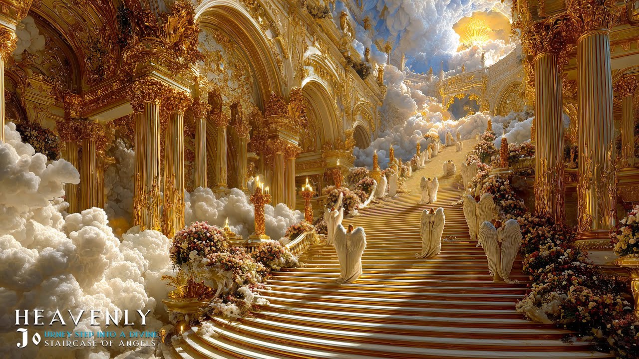 Heavenly Journey | Step Into a Divine Staircase of Angels and Clouds ...