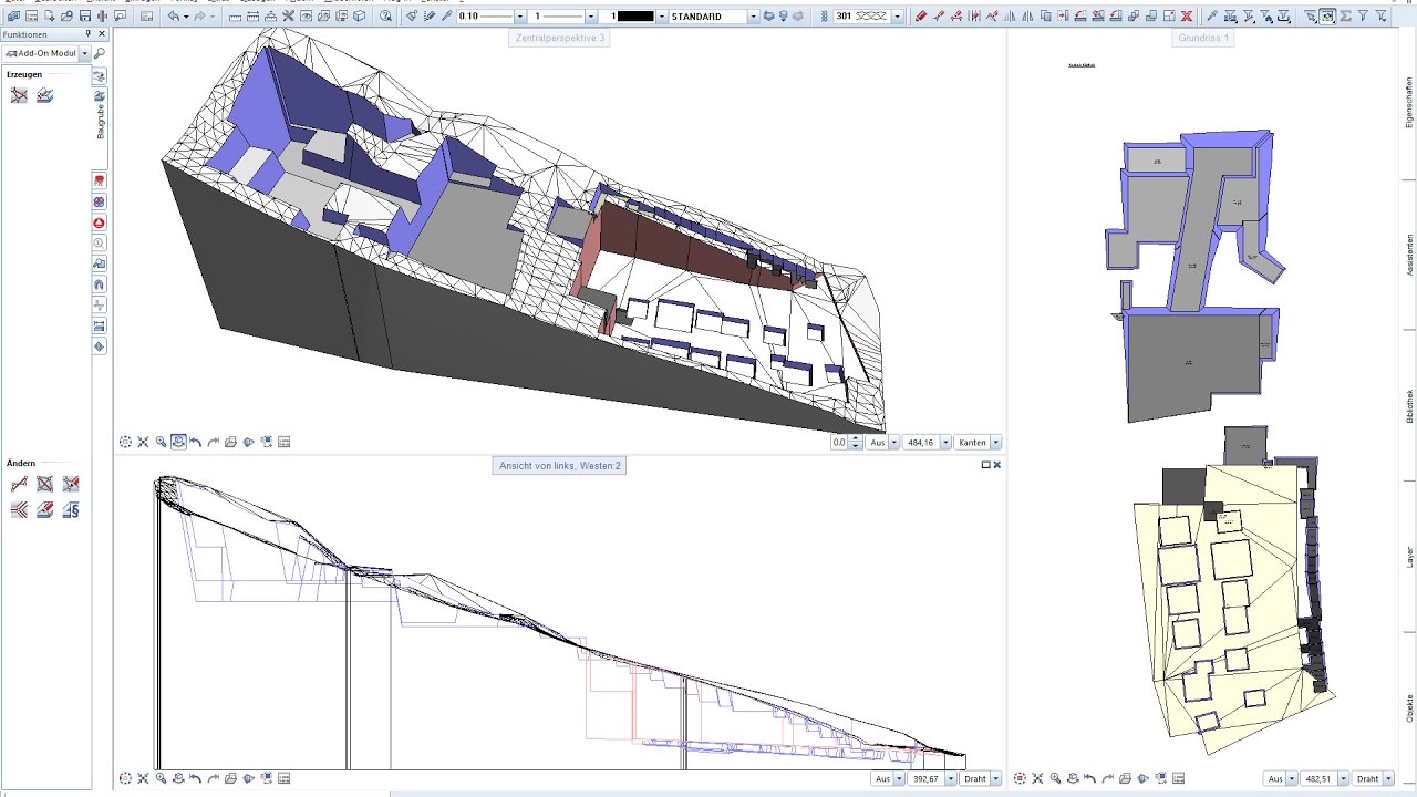 Allplan Add On Baugrube - Aushub Delta Z Verschiebung und Farben - YouTube
