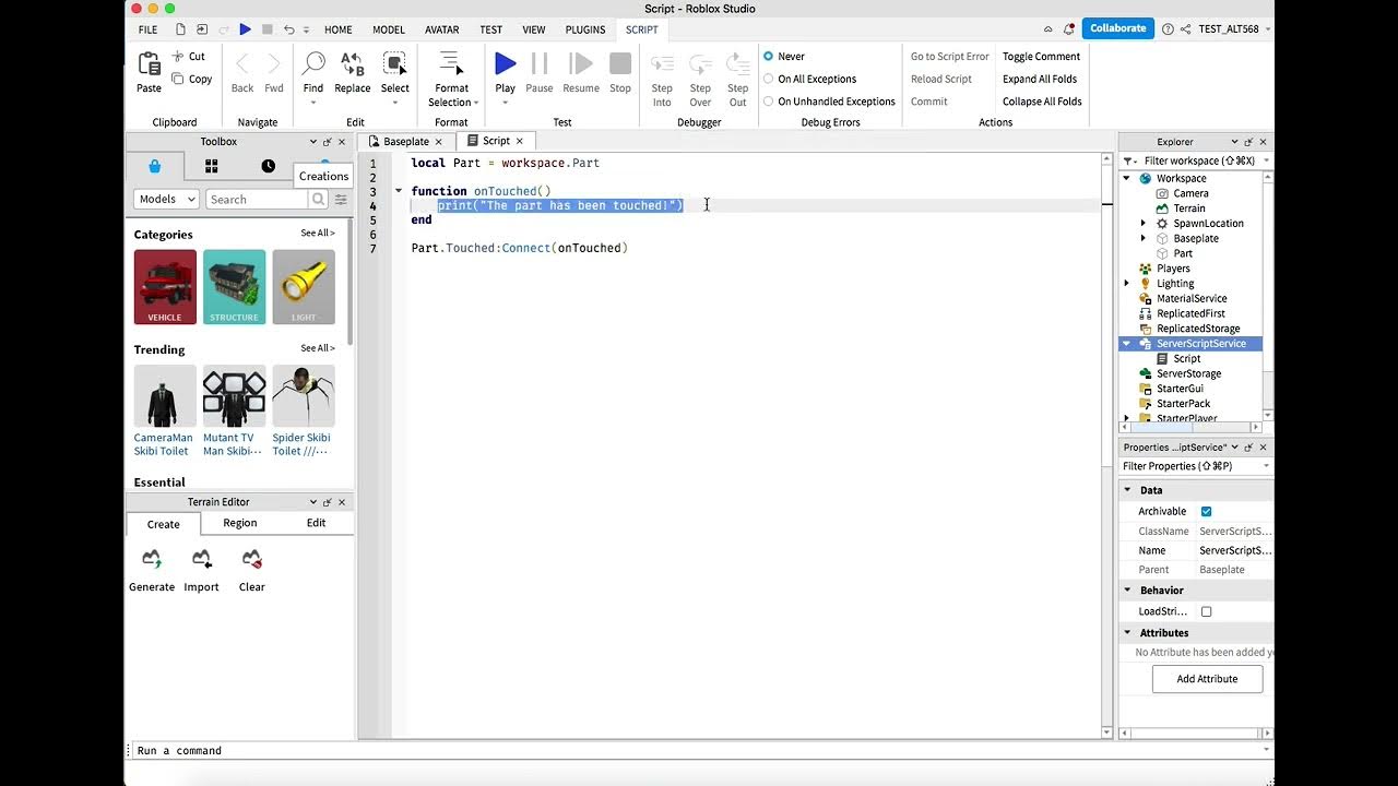 HOW TO USE TOUCHED EVENT 2023 ROBLOX STUDIO LUA SCRIPTING TUTORIAL [WORKING] - YouTube