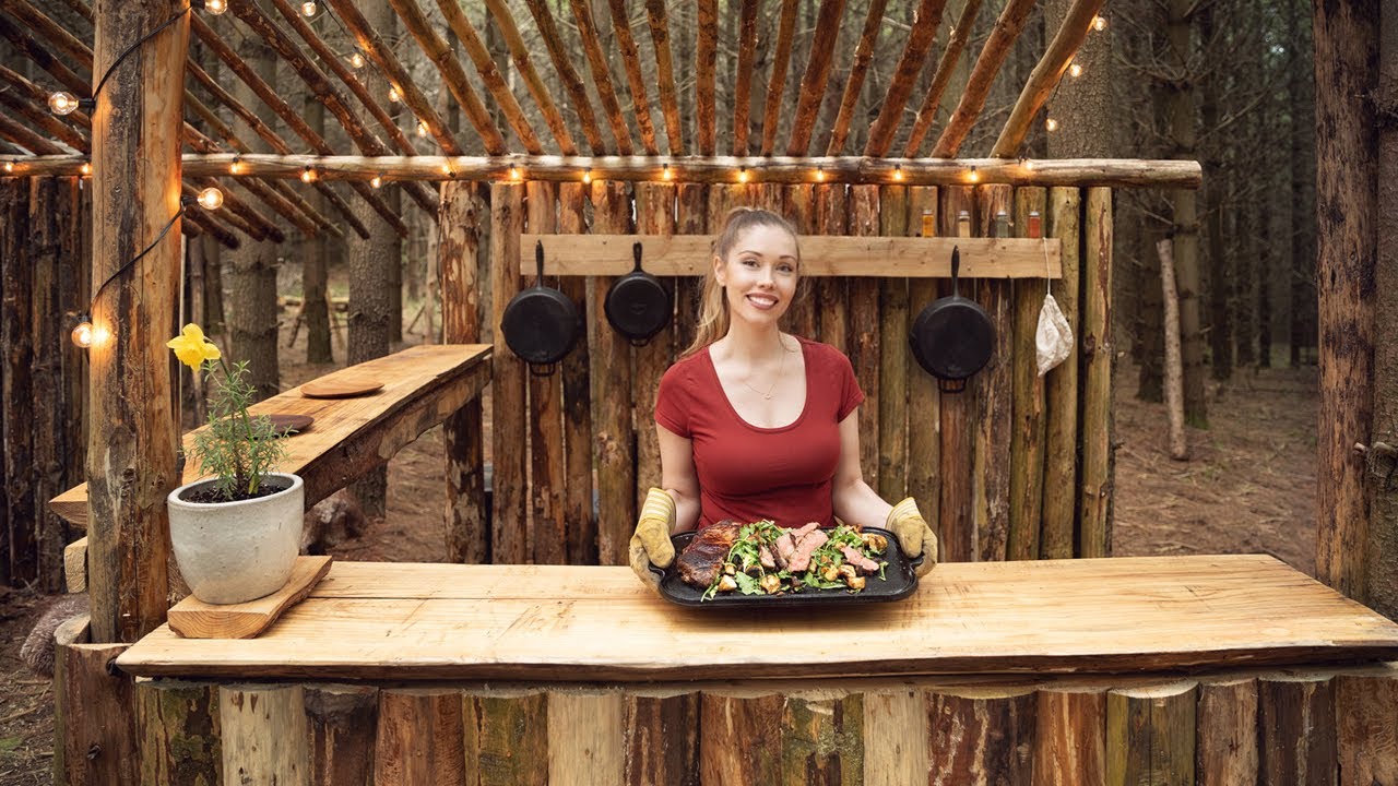 Forest Camp Kitchen: Full Build with Dead Trees - YouTube