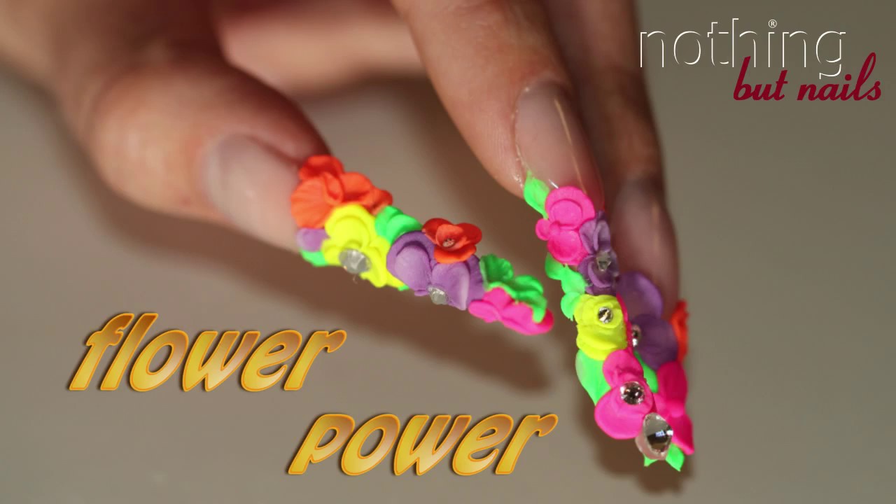 acryl flower power freaky nails nothing but nails - YouTube