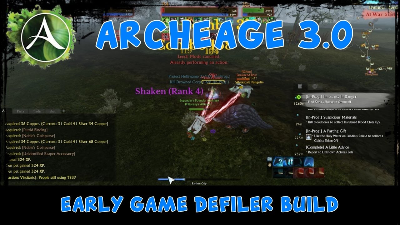 ArcheAge 3.0 - early game Defiler build - level 30+ - YouTube