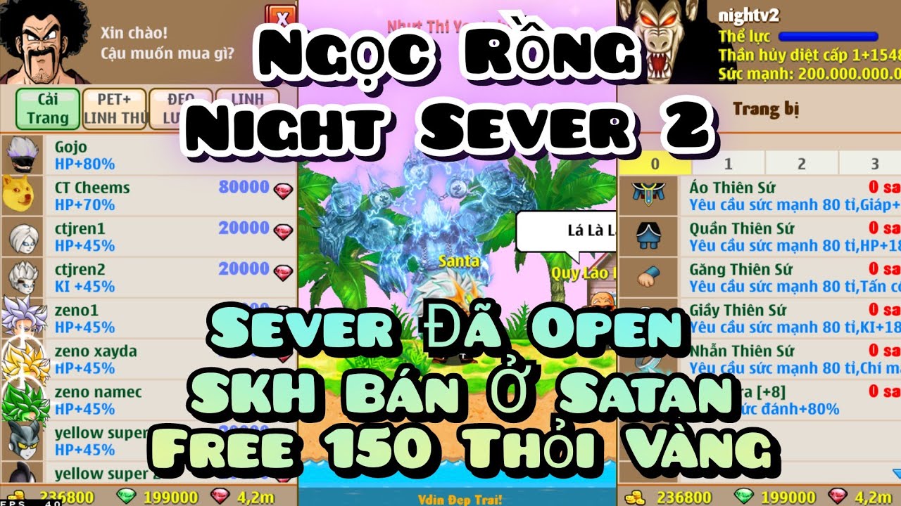 Ngọc Rồng Online - Nro Lậu Open Mới Nhất - Nro Night Sv 2 Tặng 150 Thỏi ...