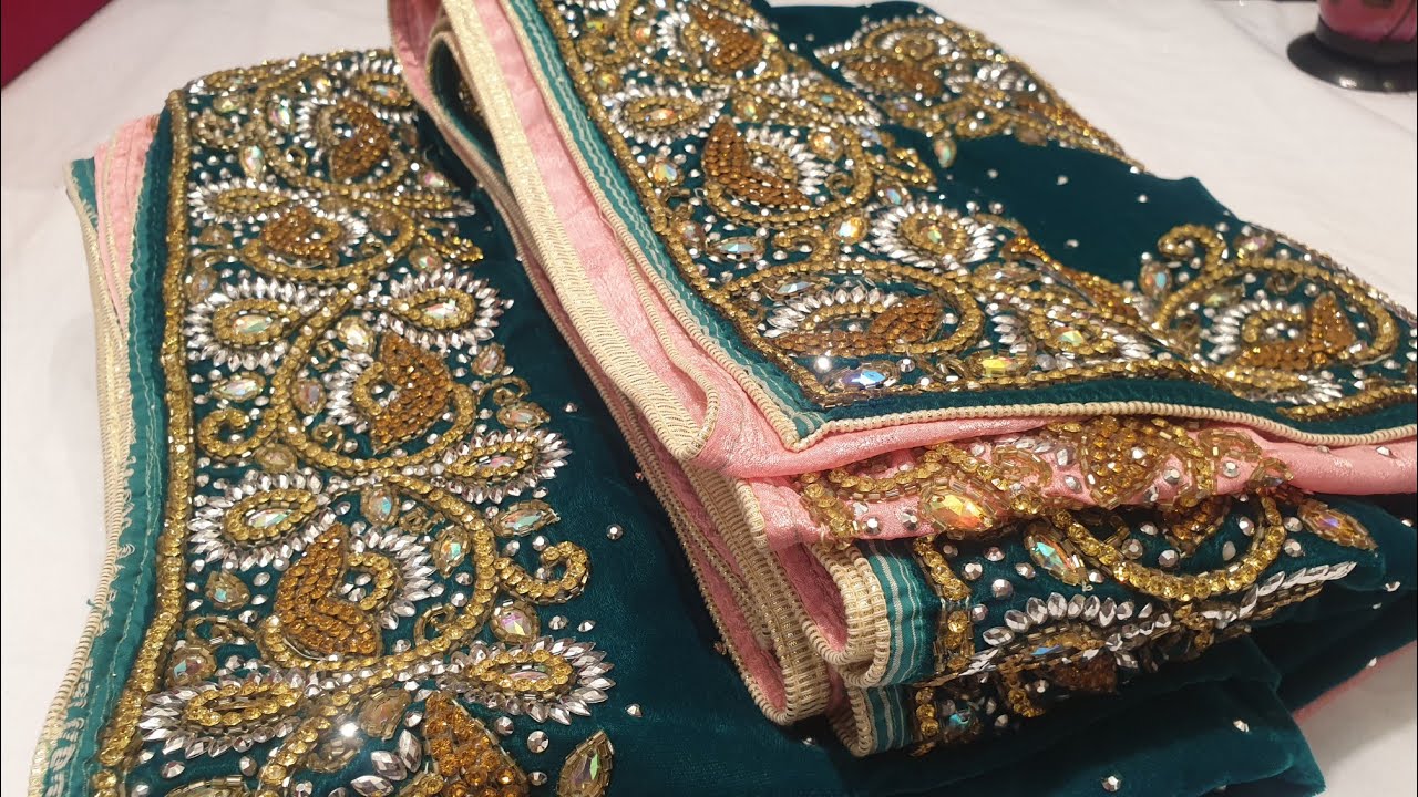 VELVET FABRIC DESIGNER SAREE IN STONE WORK & HAND WORK #zarangsaree # ...