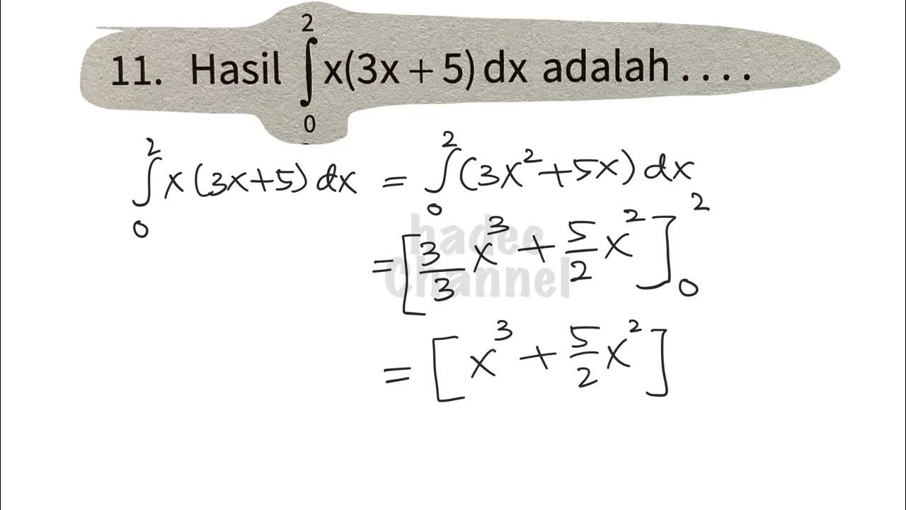 hasil integral x(3x+5)dx untuk x dari 0 sampai 2 adalah - YouTube